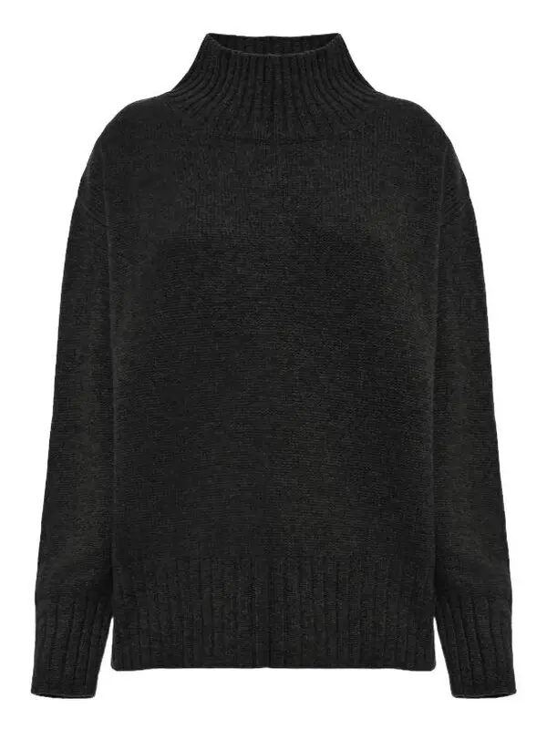 Malo Ribbed Turtleneck Knitted Sweater - Black