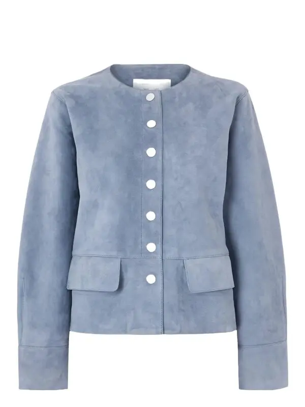 Proenza Schouler Suede Button-detailed Cropped Jacket - Blue