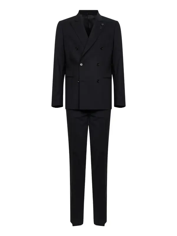 LARDINI Double-breasted Suit - Black