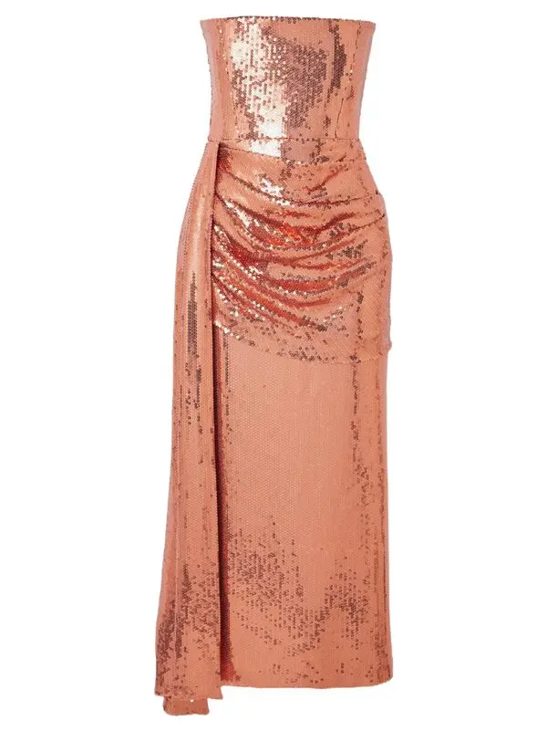 Alex Perry Sequin Strapless Maxi Dress - Pink