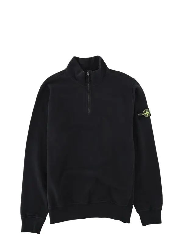 Stone Island Long-sleeved Zipper Sweatshirt - Black