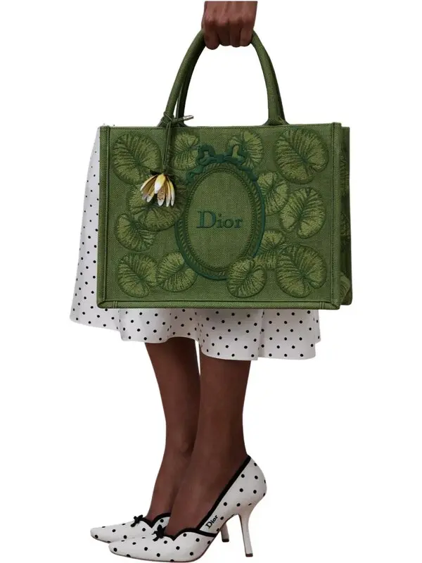 Dior Medium Book Tote With Strap - Green