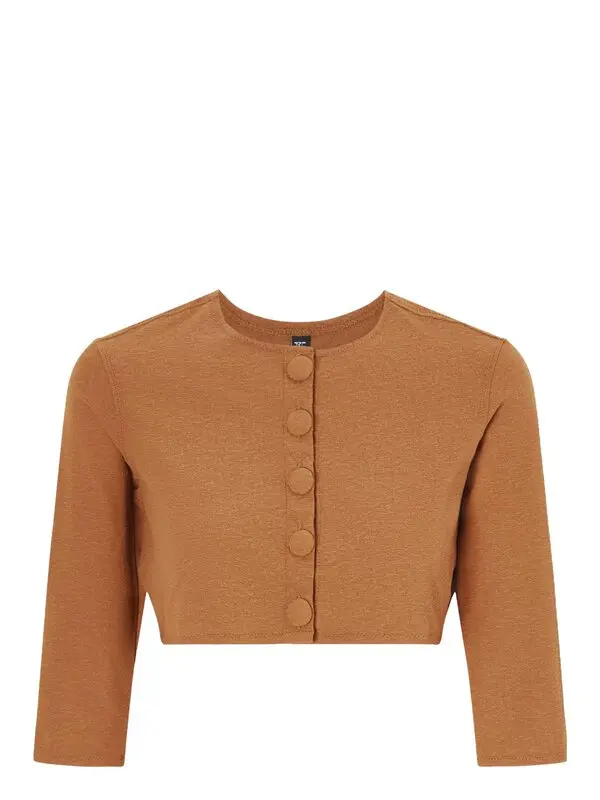 Lisa Marie Fernandez Cropped Stretch-jersey Cardigan - Brown