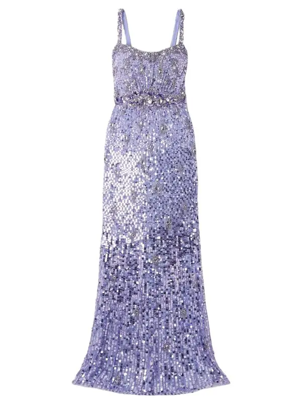 Jenny Packham Mermaid Sequined Gown - Purple