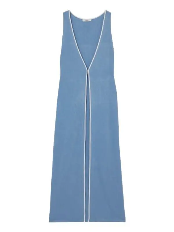 Marysia Soft Cotton Tunic With Patchwork Design And Side Slits - Blue
