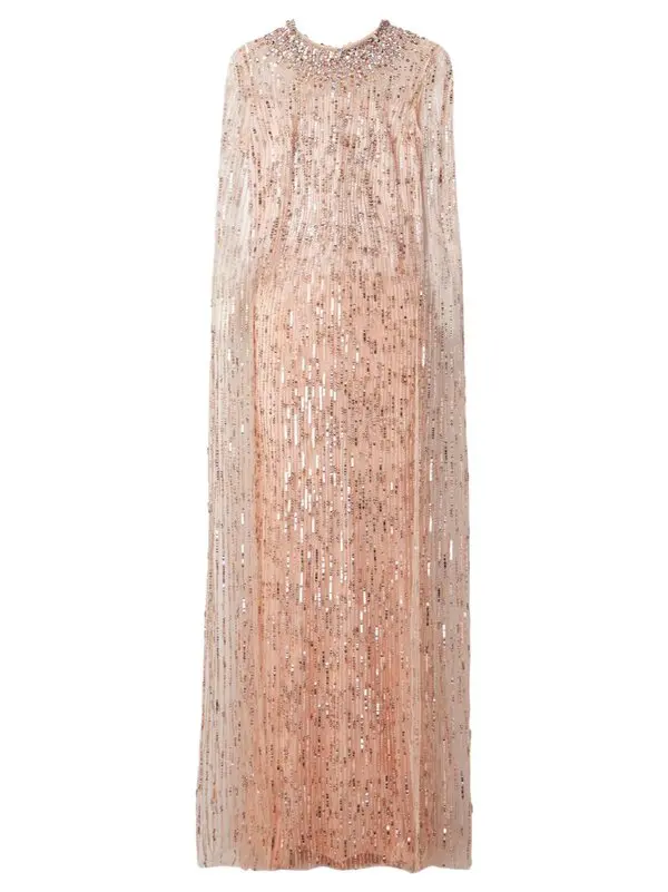Jenny Packham Sequin Embellished Maxi Dress - Nude