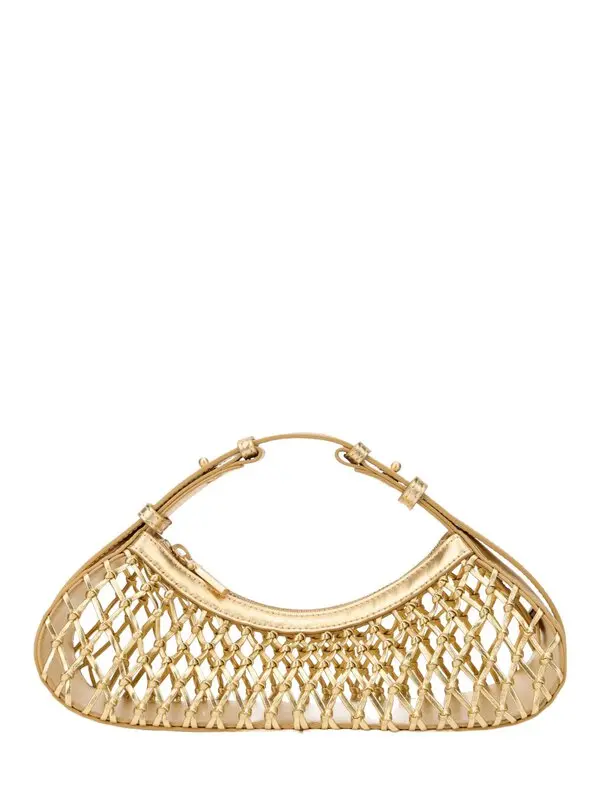 Cult Gaia Curved Woven Handle Clutch Bag - Nude