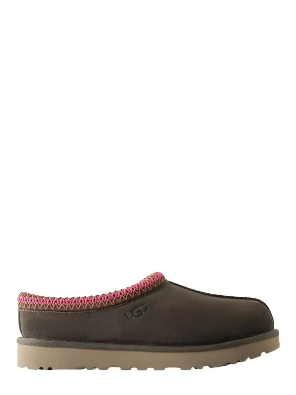 UGG Shearling Lined Suede Slippers - Black