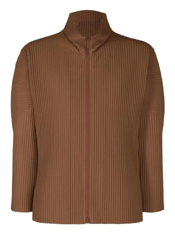 Issey Miyake Color Pleats High-neck Jacket - Brown