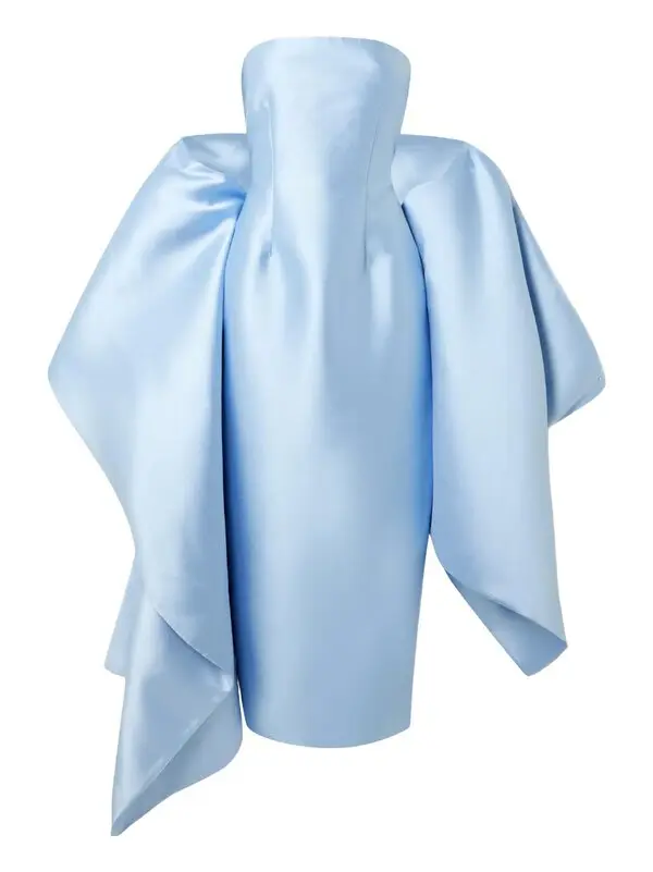 Solace Renee Cape-effect Satin Midi Dress - Blue