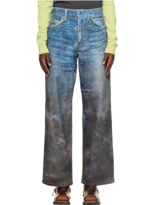 Andersson Bell Festival Mud Printed Jeans - Blue