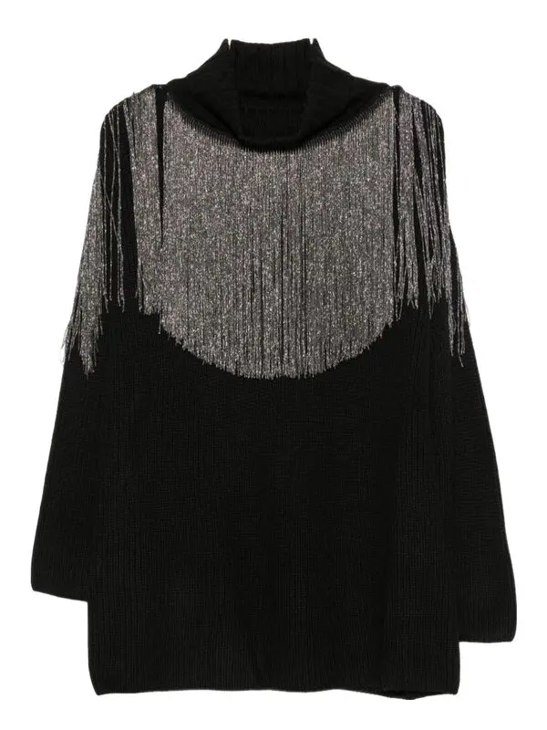 Pinko Fringed Knitted Sweater - Black