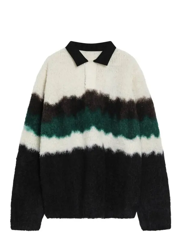 Sacai Tie-dyed Knitted Polo Jumper - Black