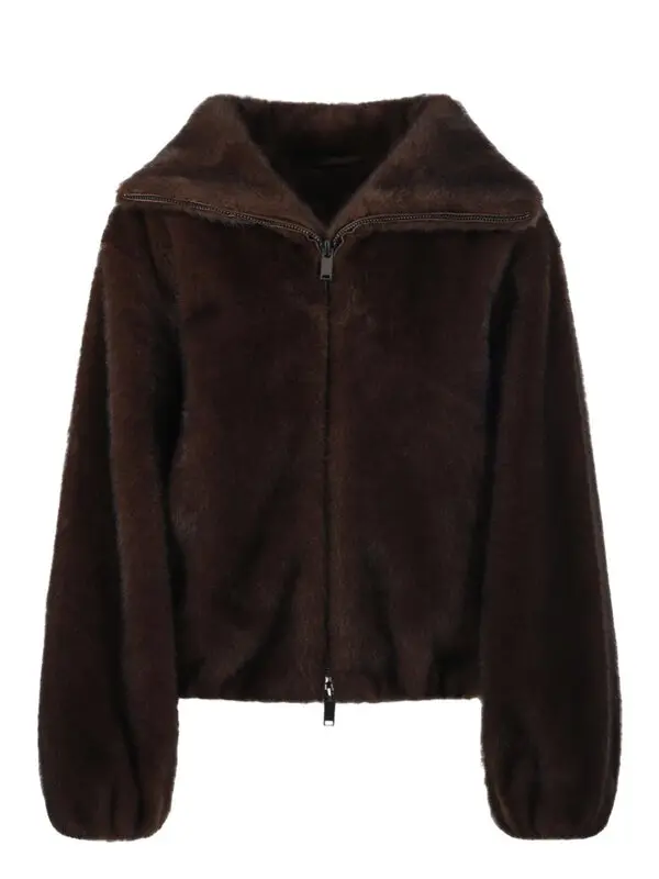 P.a.r.o.s.h Faux Fur Zip Jacket - Brown