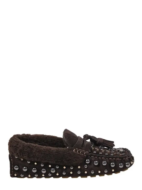 STRATEGIA Embellished Tassel Flats - Brown