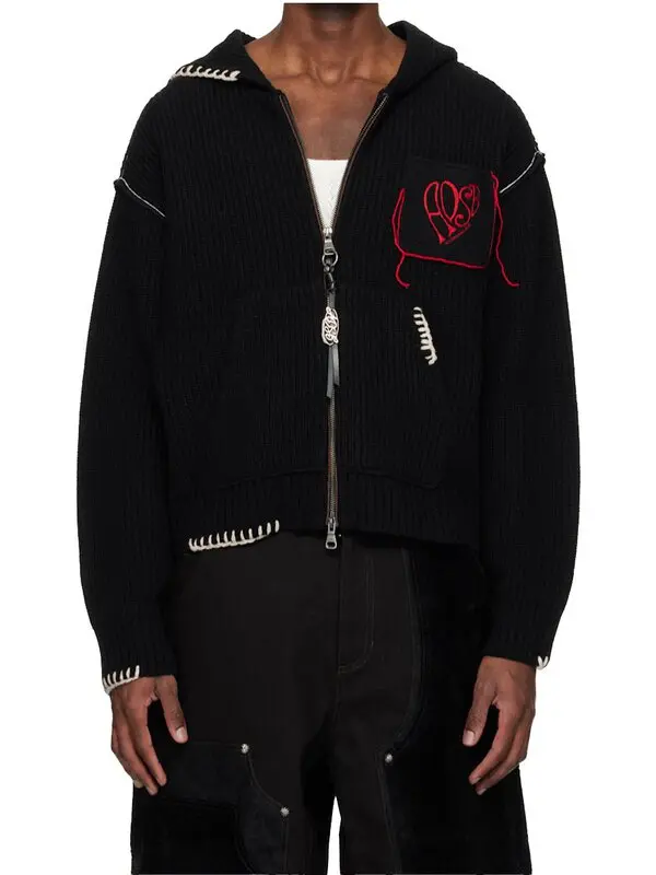Andersson Bell Heart Logo Zip-up Hoodie - Black