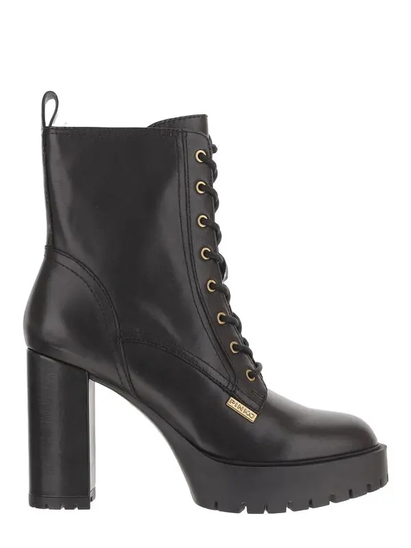 Pinko Lace-up Platform Ankle Boots - Black