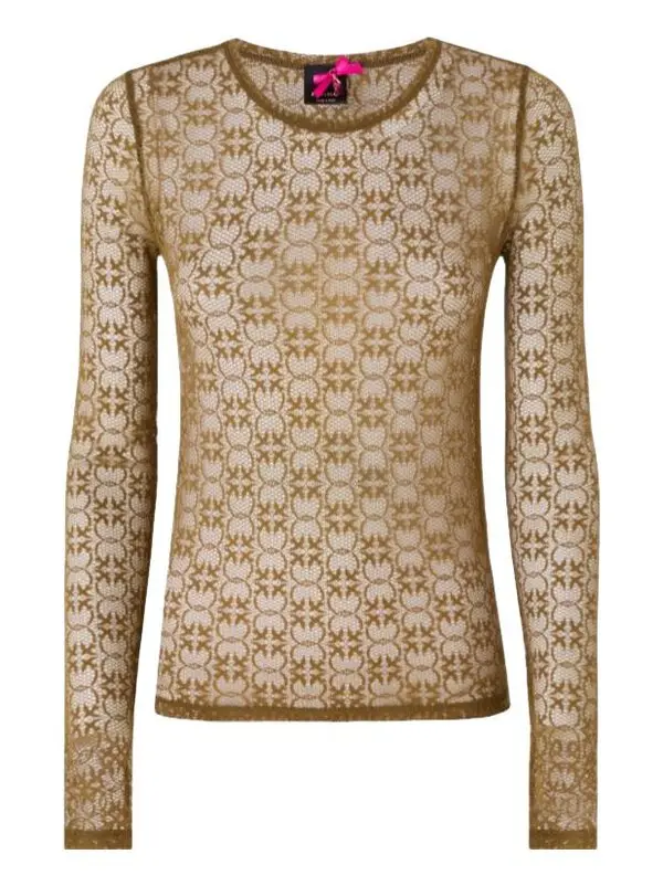 Pinko Monogram-lace Long-sleeve Top - Green
