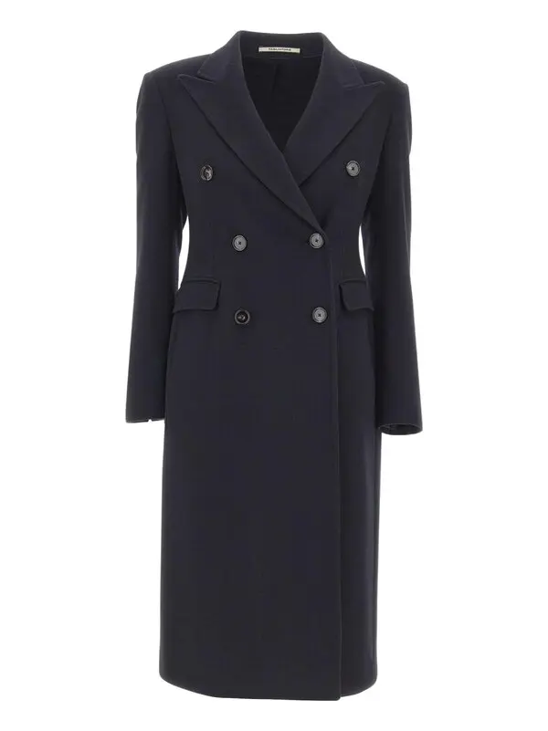 Tagliatore Double-breasted Peak Lapel Coat - Black