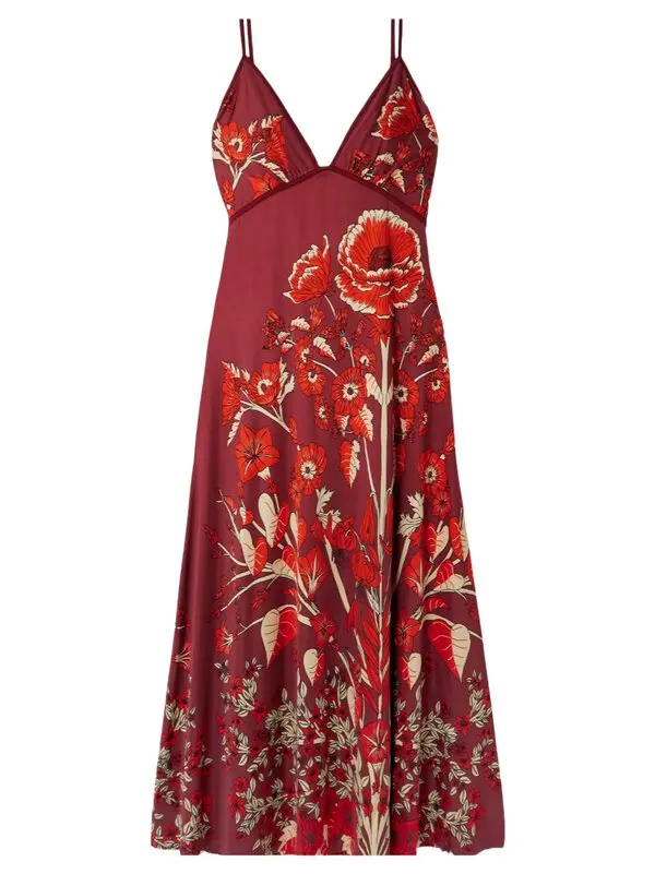 Johanna Ortiz Floral-print Stretch-jersey Maxi Dress - Red