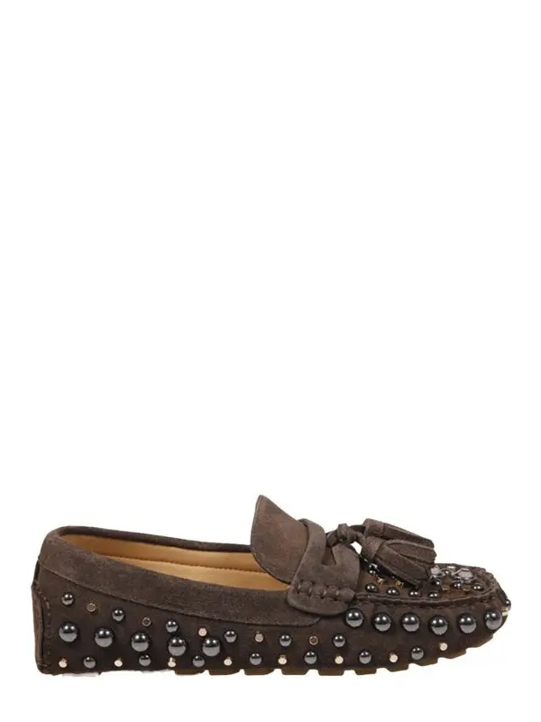 STRATEGIA Studded Tassel Flat - Brown