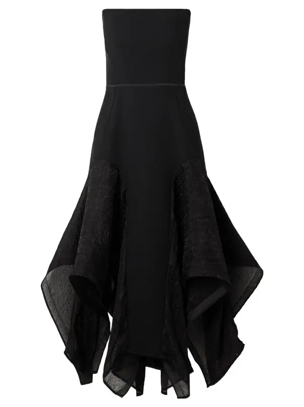 Maticevski Asymmetrical Crepe And Crinkled-organza Dress - Black