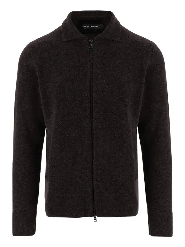 Tagliatore Zip-up Coat With Ribbed Details - Purple