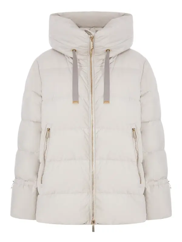 MOORER Zipped Down Jacket With Padded Hood And Drawstring - Ivory