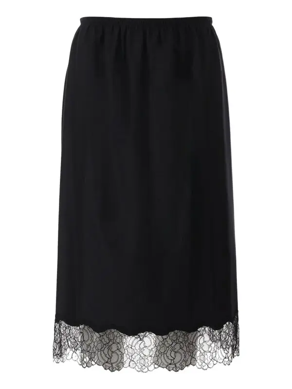 Carven Lace Trim Midi Skirt - Deepblack