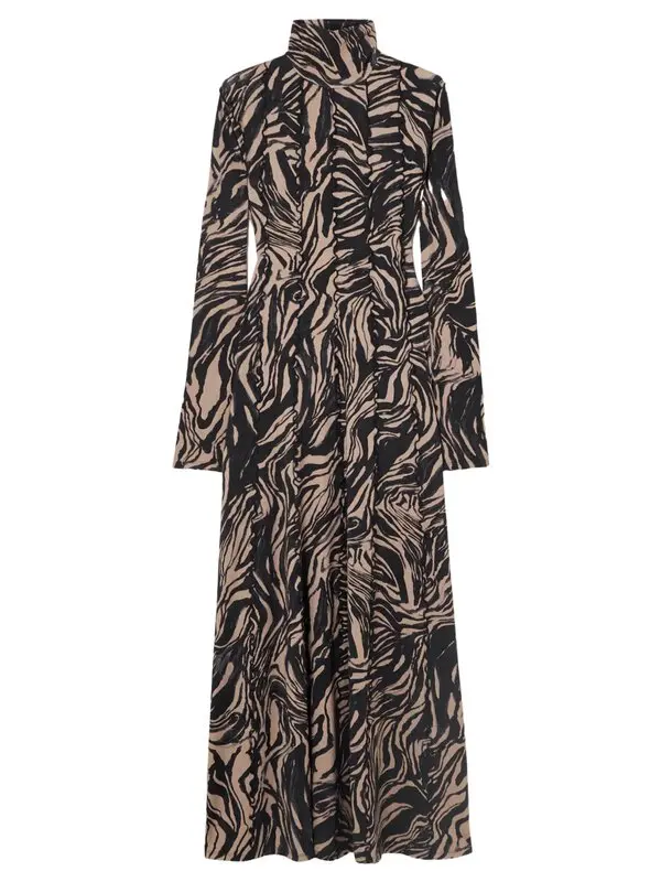 Proenza Schouler Printed Jersey Turtleneck Maxi Dress - Black