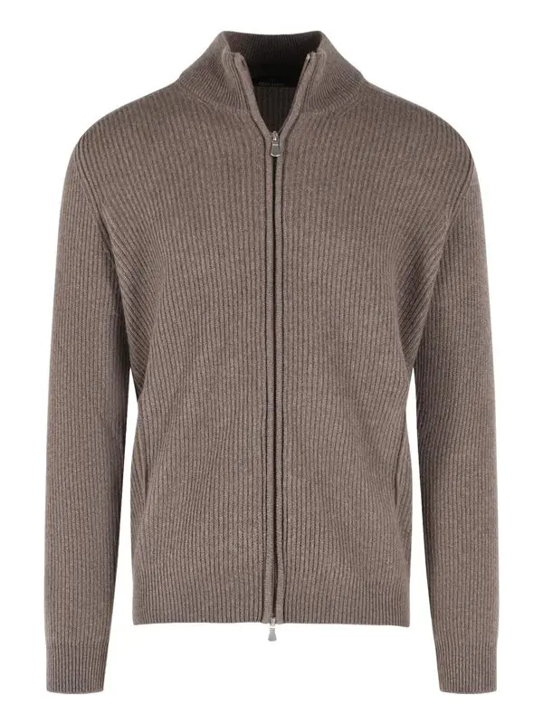 GRAN SASSO Long-sleeve Zip-up Cardigan - Brown