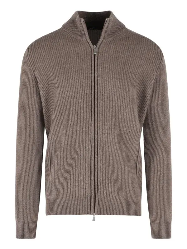 GRAN SASSO Long-sleeve Zip-up Cardigan - Brown