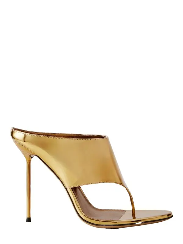 Paris Texas Metallic Leather Thong Mules - Nude