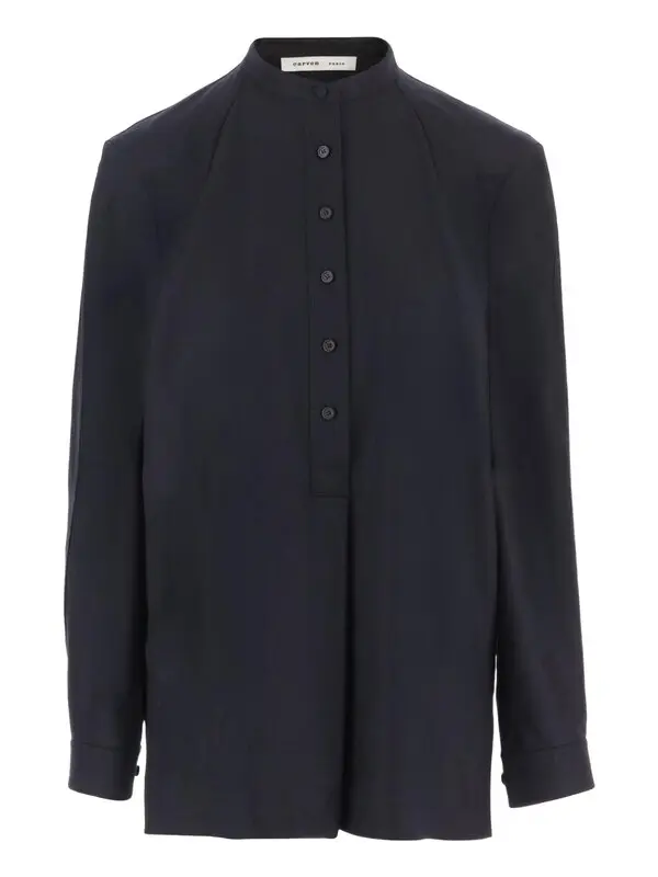 Carven Half-placket Mandarin Collar Sweater - Black