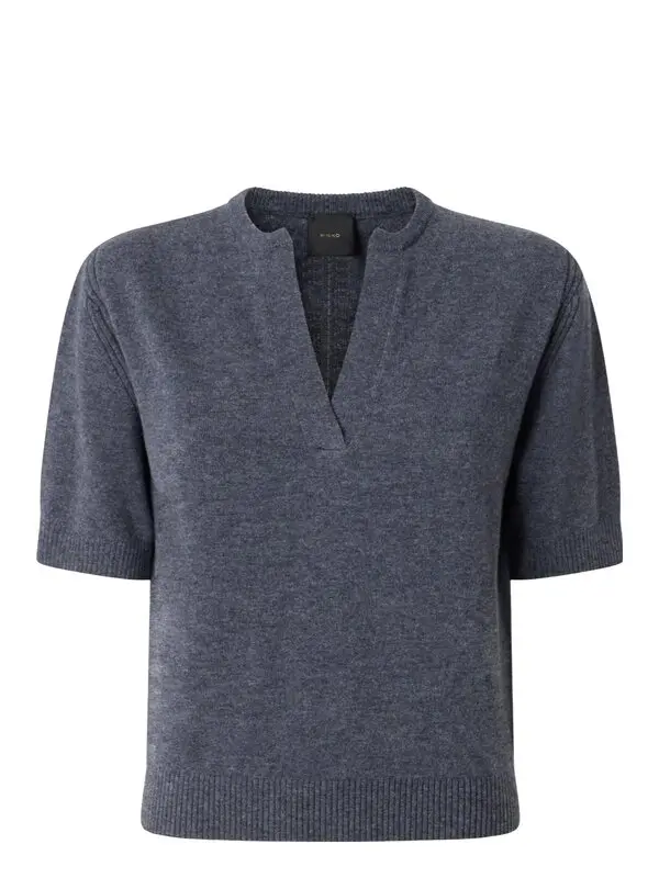 Pinko Short-sleeve V-neck Sweater - Dark Grey
