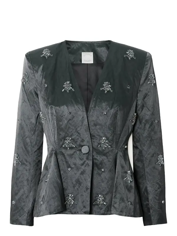 Huishan Zhang Antoine Crystal-embellished Crinkled Satin-twill Blazer - No