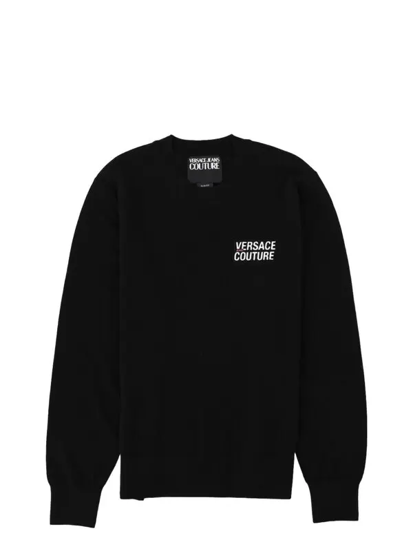 Versace Crew Neck Logo Jumper - Black