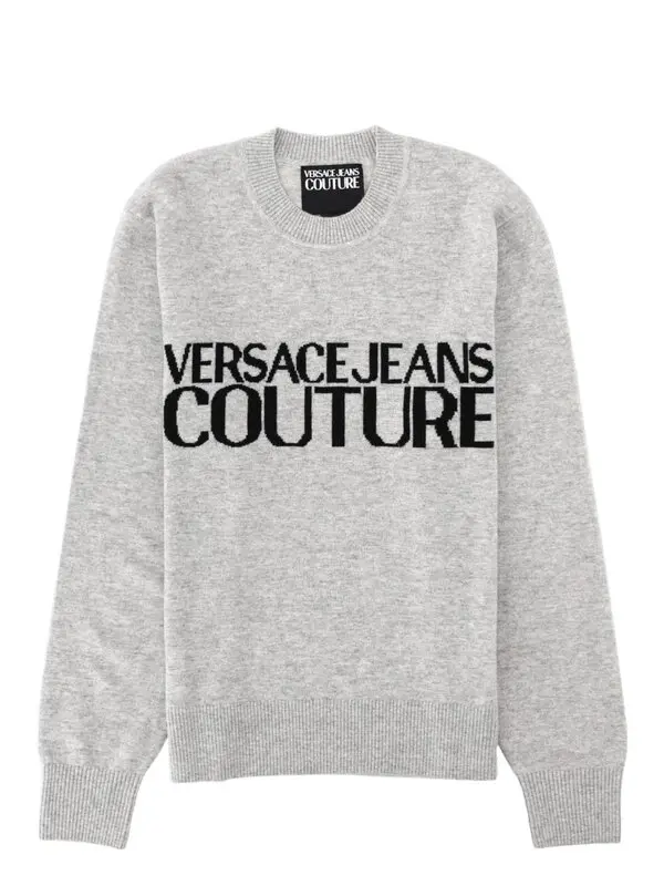 Versace Logo-intarsia Knitted Sweater - Grey