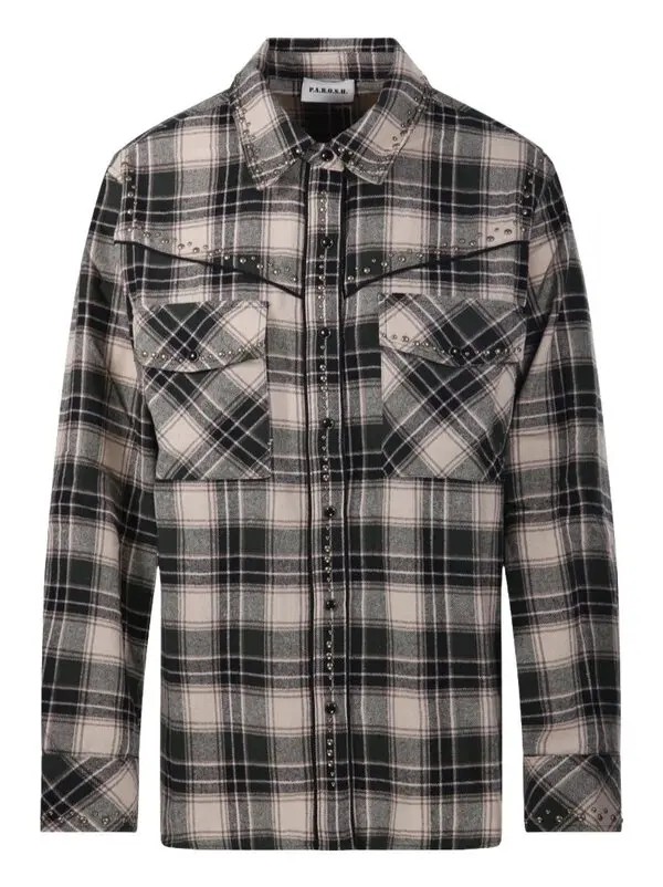 P.a.r.o.s.h Cowboy Studded Check Shirt - Green Fantasy