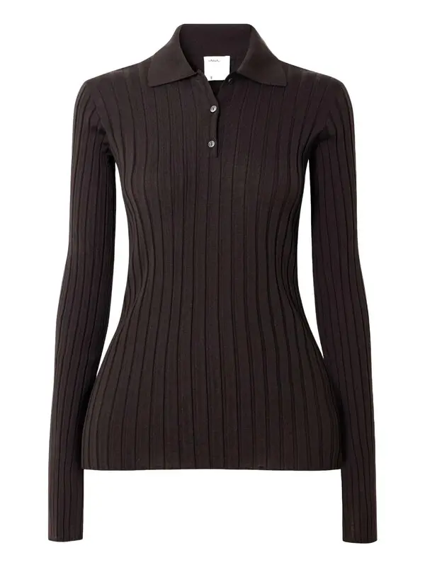 Calvin Klein Ribbed Wool Polo Sweater - Black
