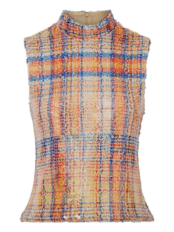 Brandon Maxwell Sequined Mesh Turtleneck Top - No