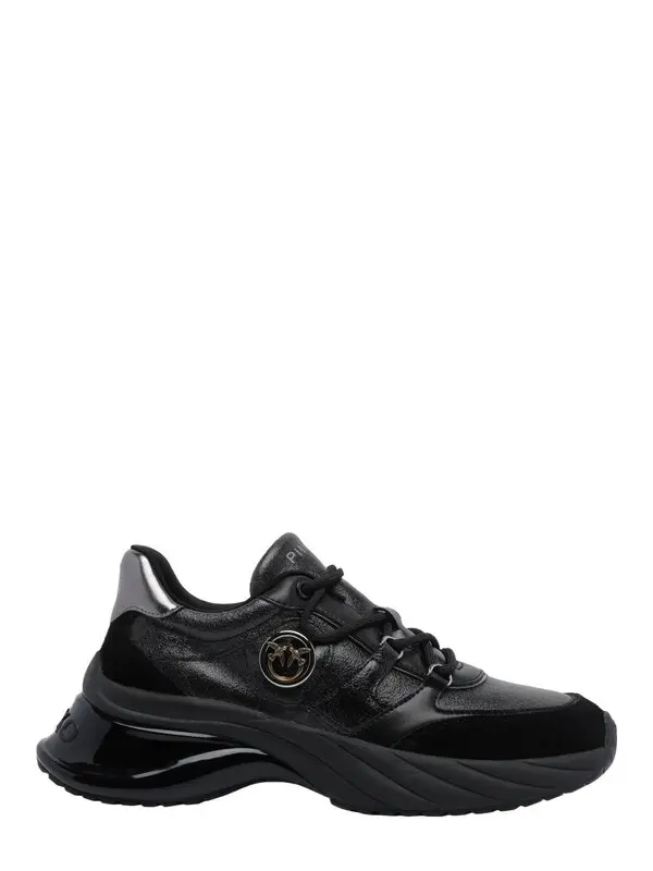 Pinko Lace-up Round Toe Sneakers - Black