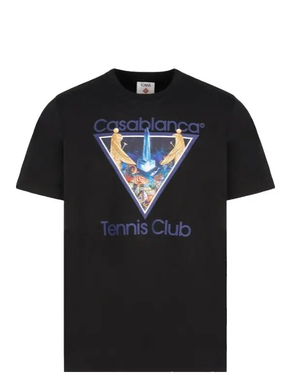 Casablanca Logo Printed Crewneck T-shirt - Black