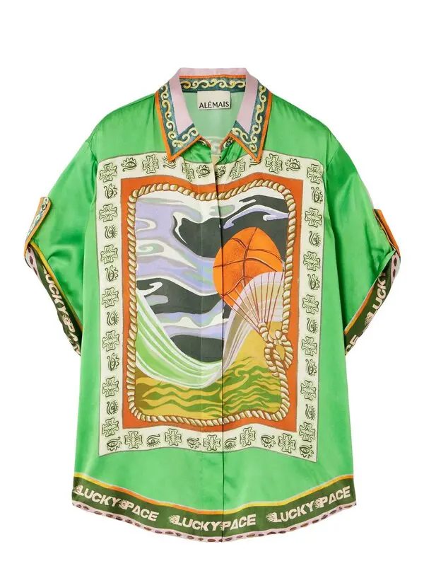 ALEMAIS Lucky Pace Printed Silk-satin Shirt - Multicolor