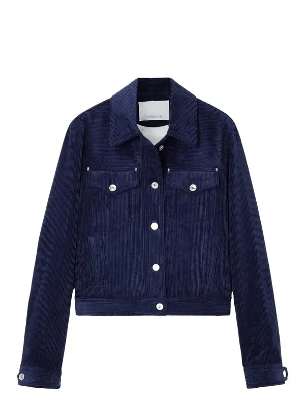 Rabanne Corduroy Jacket With Logo-stamped Buttons - Black