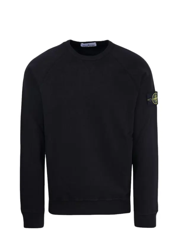 Stone Island Logo Patch Crewneck Sweatshirt - Black