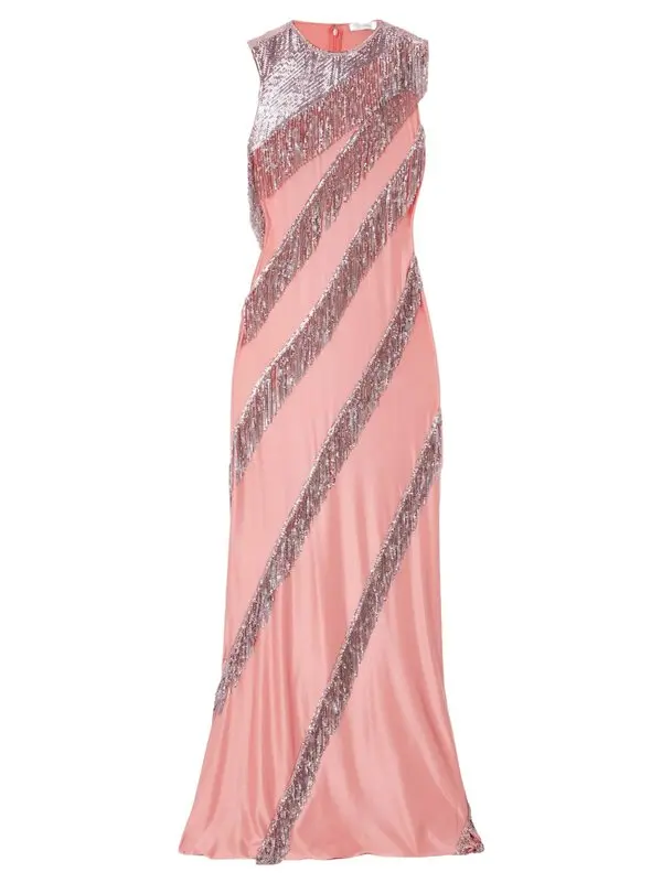 Rabanne Sequin-fringe Maxi Dress - Pink
