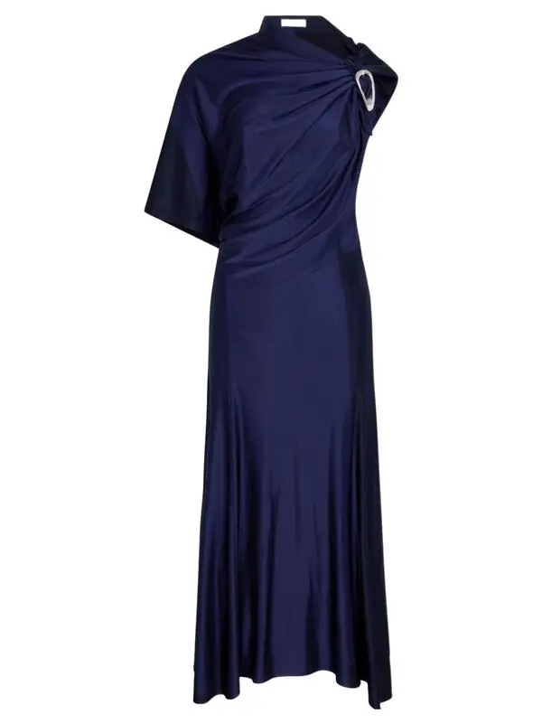 Rabanne Asymmetrical Long Dress In Navy - Black