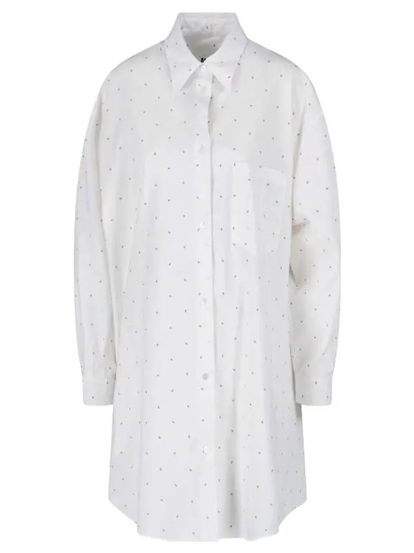 MAISON MARGIELA Polka-dot Cotton Shirt Dress - White