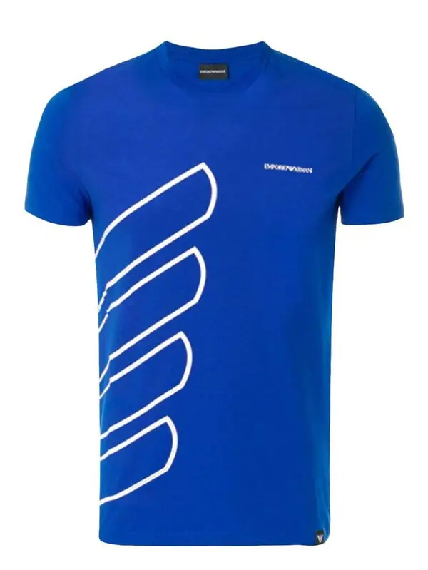 Emporio Armani Armani Armani Ea Series New Eagle Printed Short-sleeved T-shirt 3z1t85 1j0az - Blue